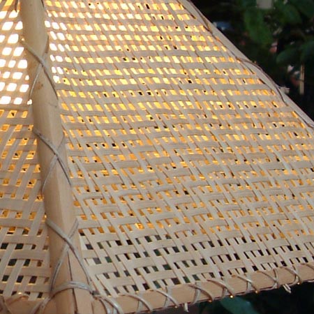 Closeup of Pyramid lampshade made of real bamboo, from Onevillage.com